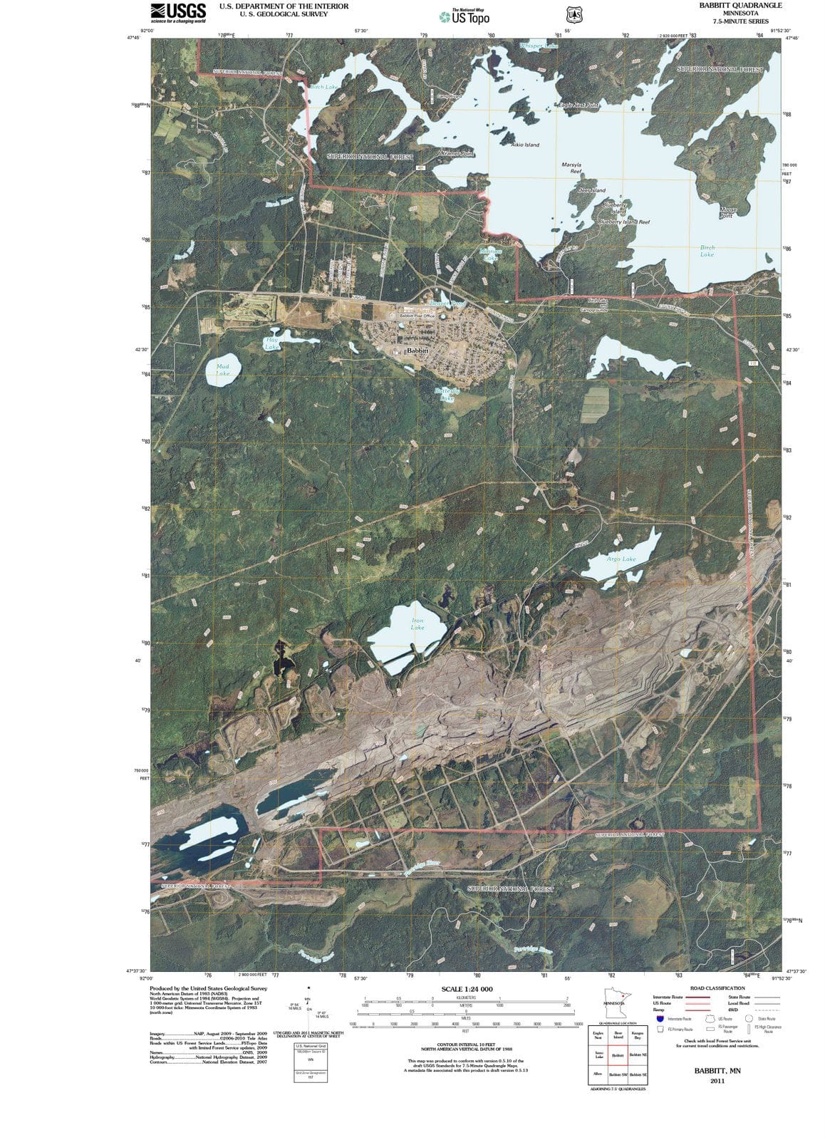 2011 Babbitt, MN - Minnesota - USGS Topographic Map v4 – Historic Pictoric