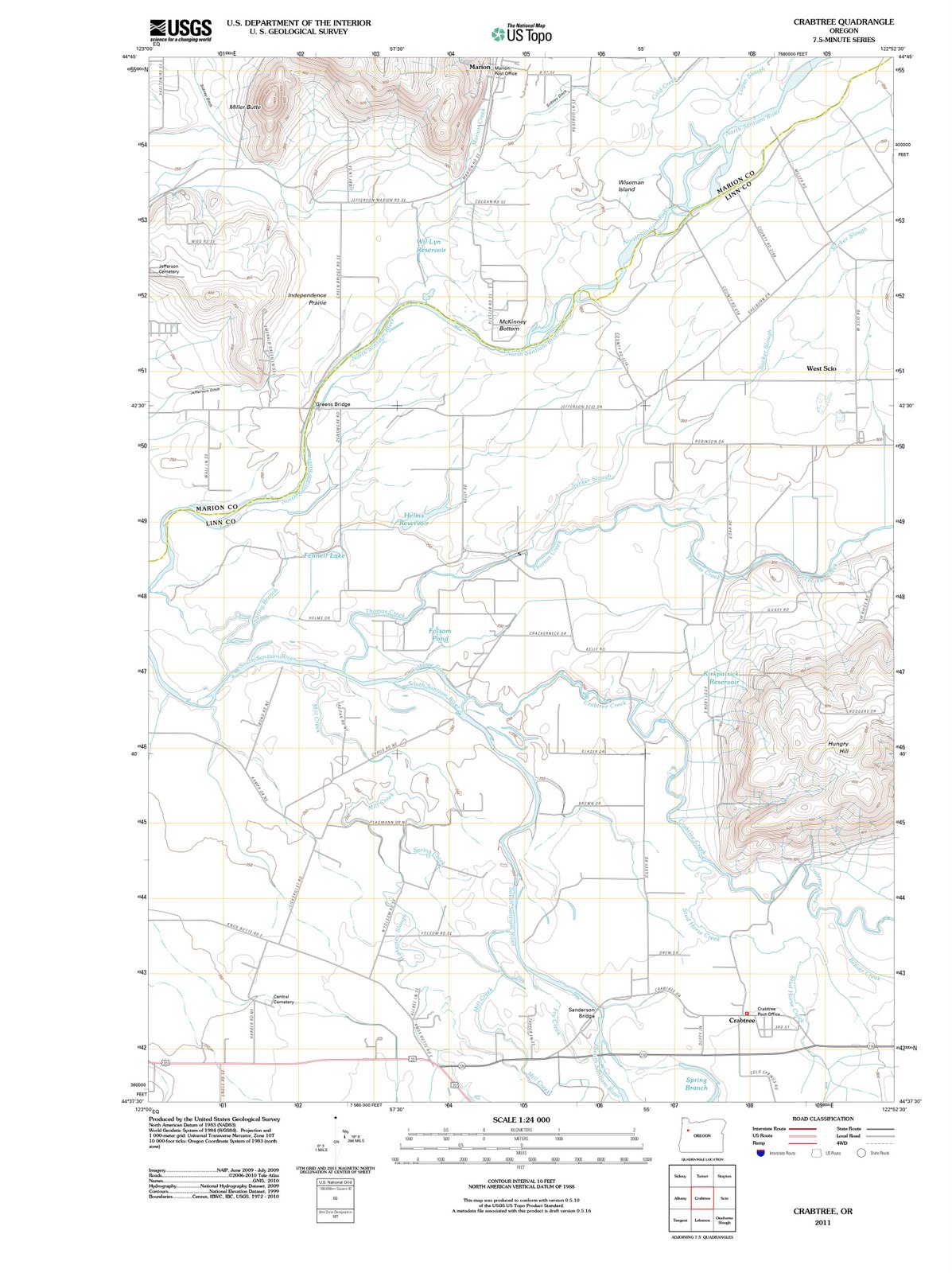 2011 Crabtree, OR - Oregon - USGS Topographic Map – Historic Pictoric