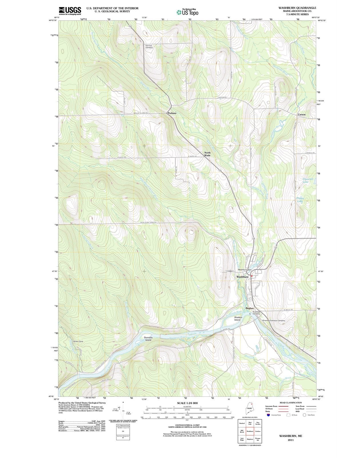 2011 Washburn, ME - Maine - USGS Topographic Map – Historic Pictoric