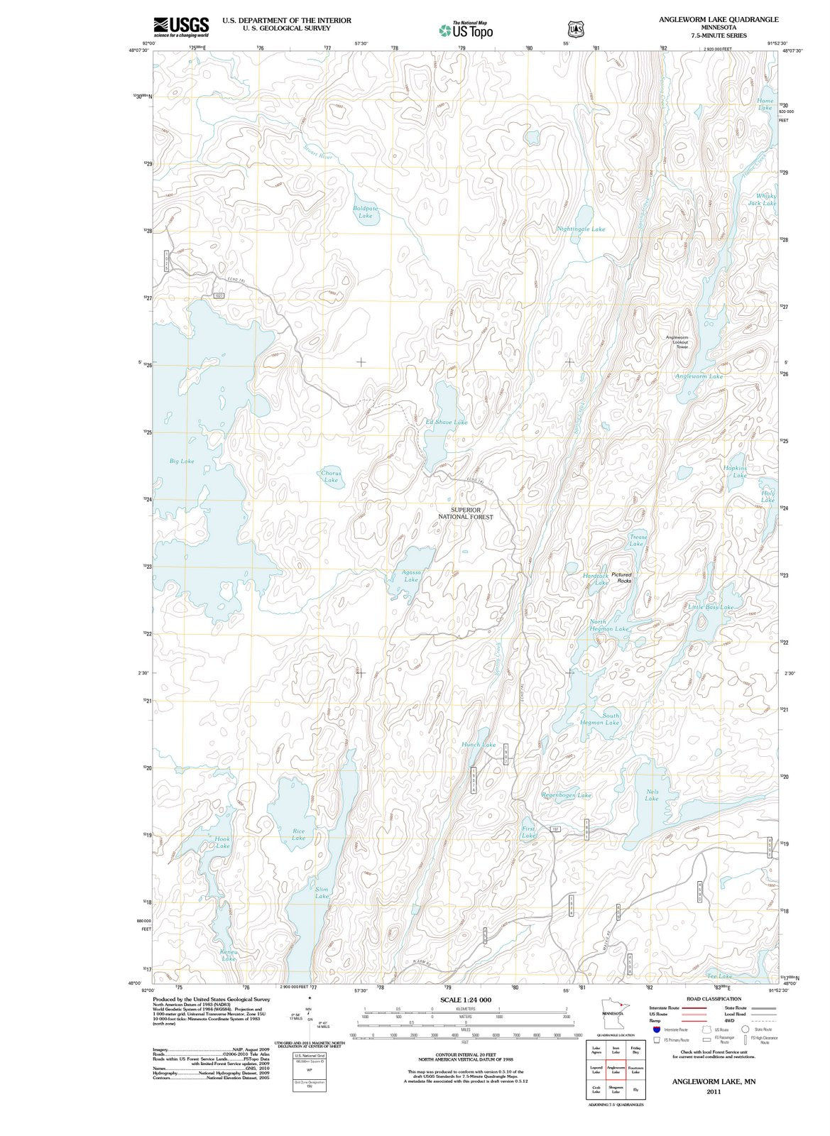 2011 Angleworm Lake, MN - Minnesota - USGS Topographic Map – Historic ...