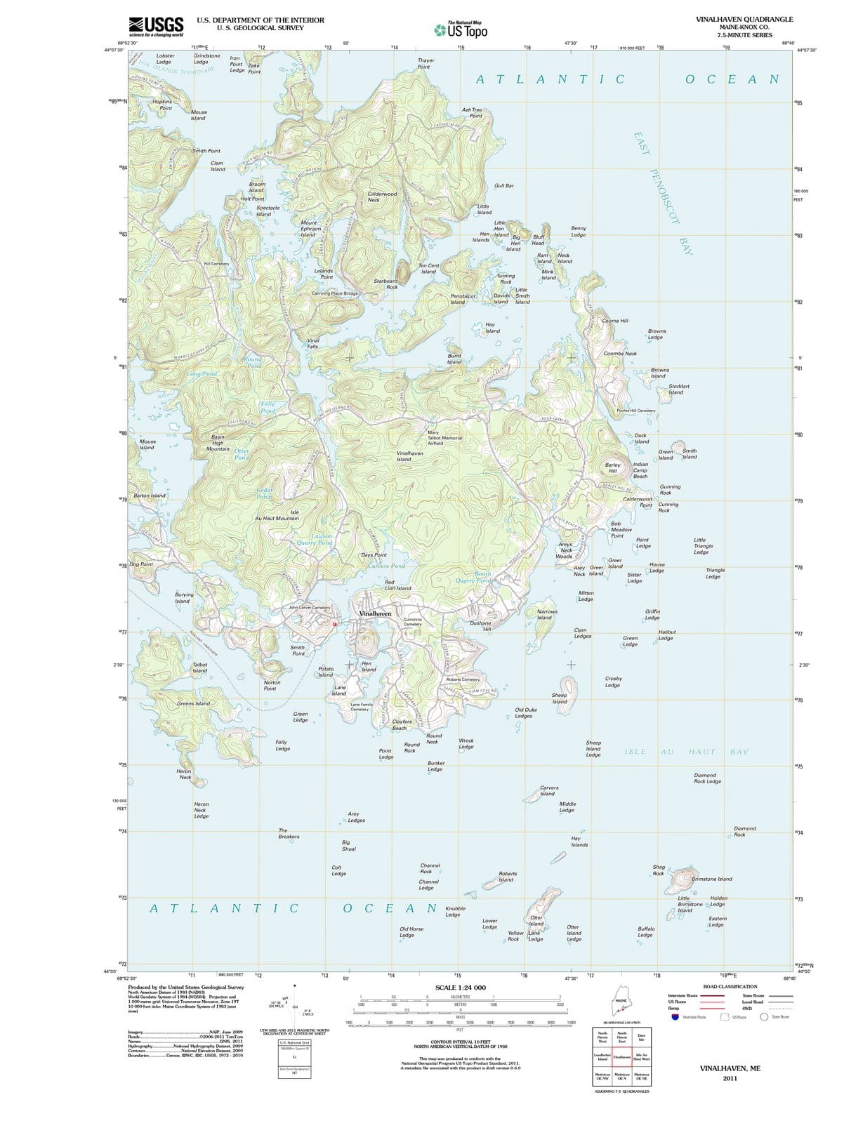 2011 Vinalhaven, ME - Maine - USGS Topographic Map – Historic Pictoric