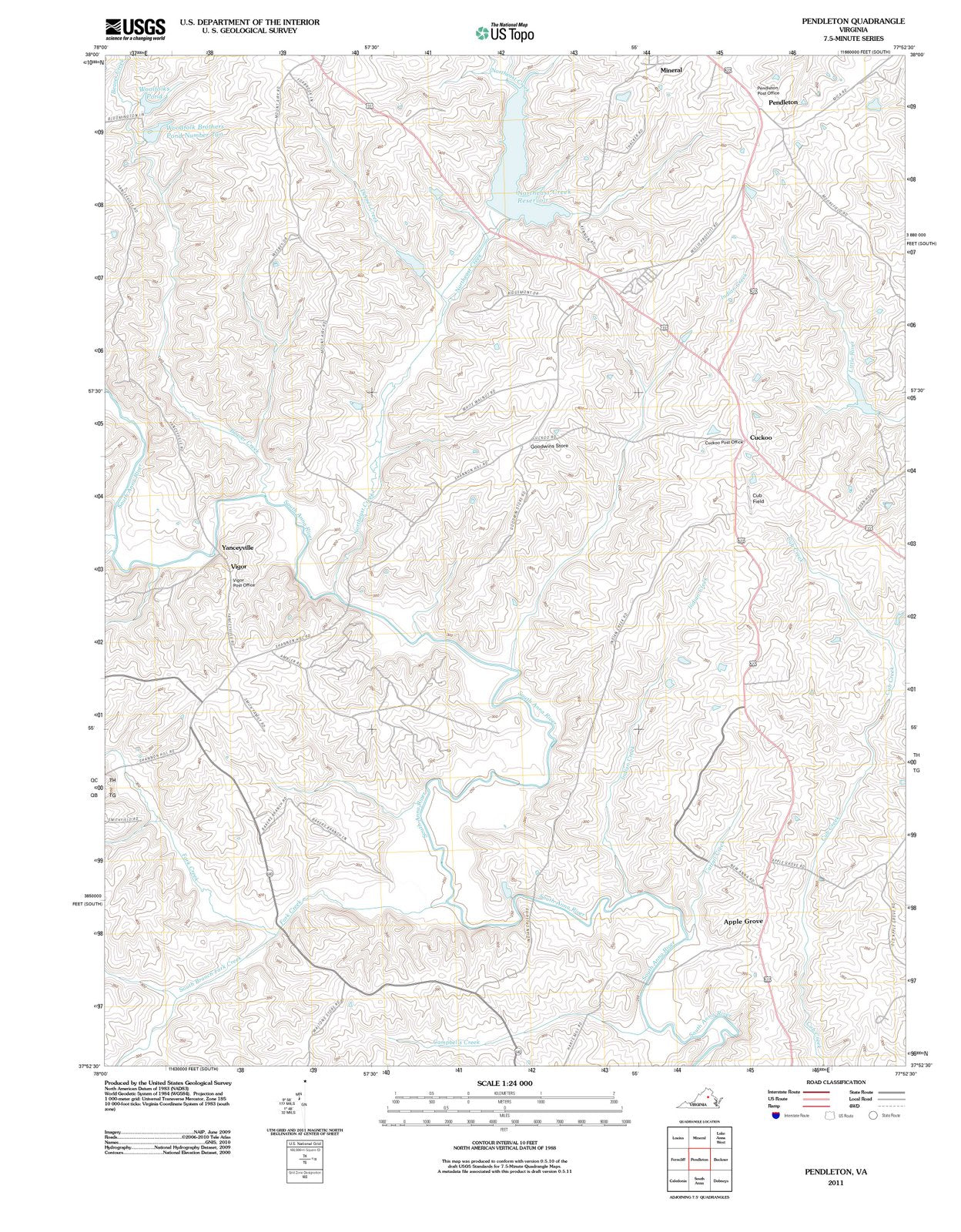2011 Pendleton, VA - Virginia - USGS Topographic Map – Historic Pictoric
