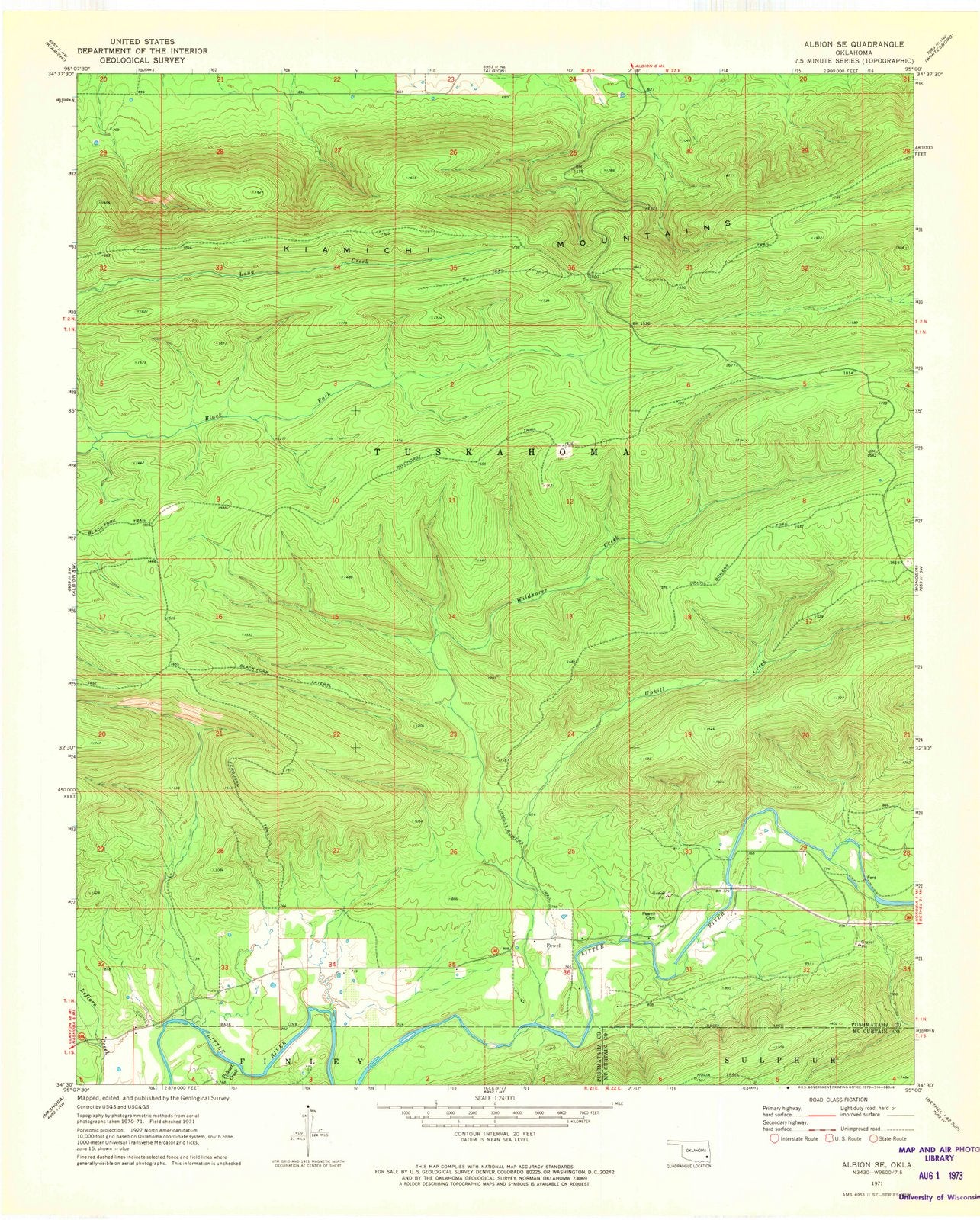 1971 Albion, OK - Oklahoma - USGS Topographic Map – Historic Pictoric