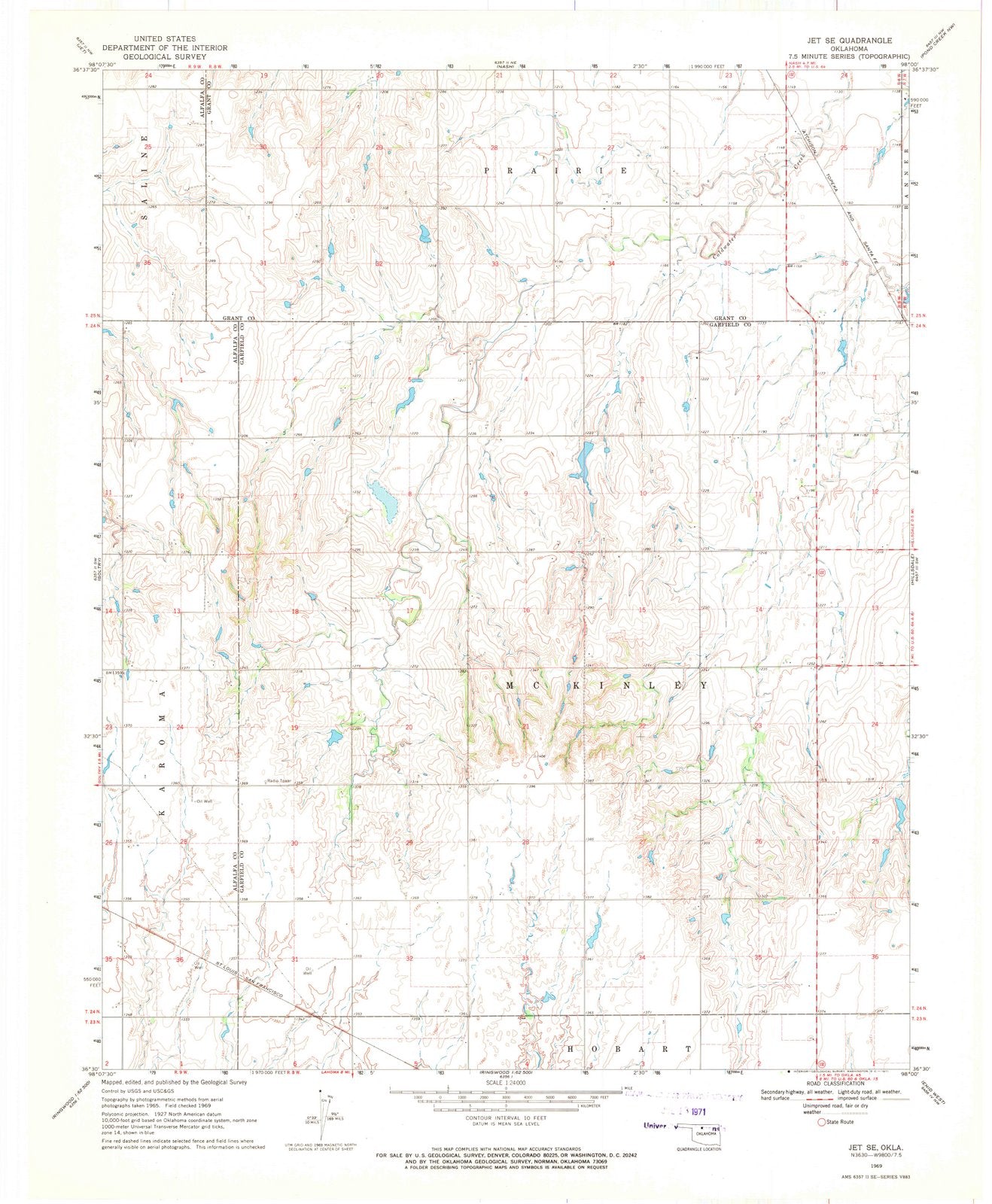1969 Jet, OK - Oklahoma - USGS Topographic Map – Historic Pictoric