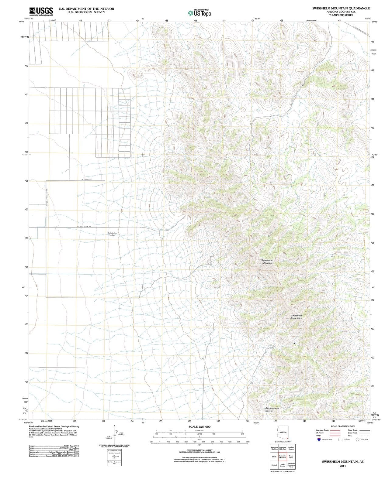2011 Swisshelm Mountain, AZ - Arizona - USGS Topographic Map – Historic ...