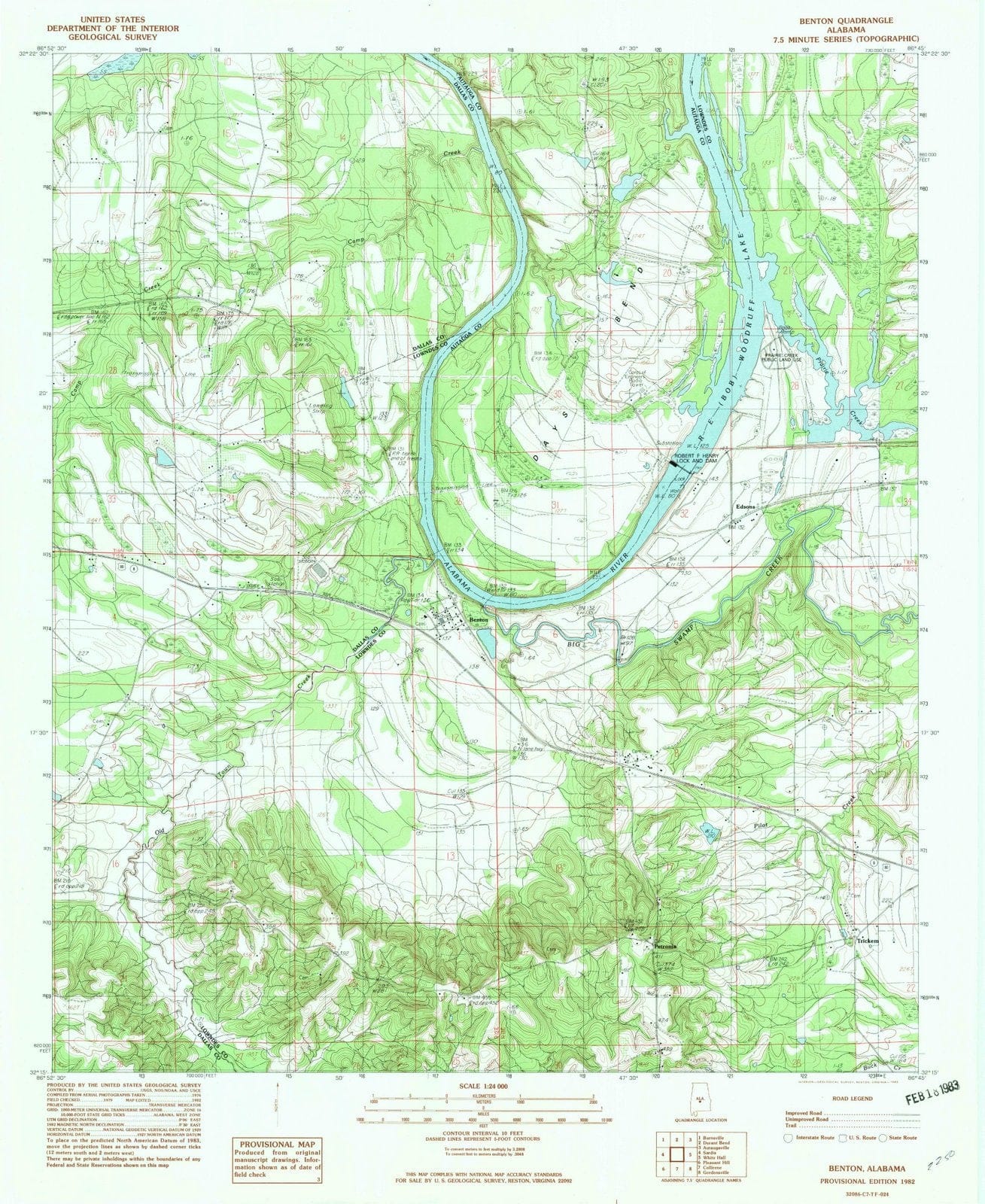 1982 Benton, AL - Alabama - USGS Topographic Map – Historic Pictoric