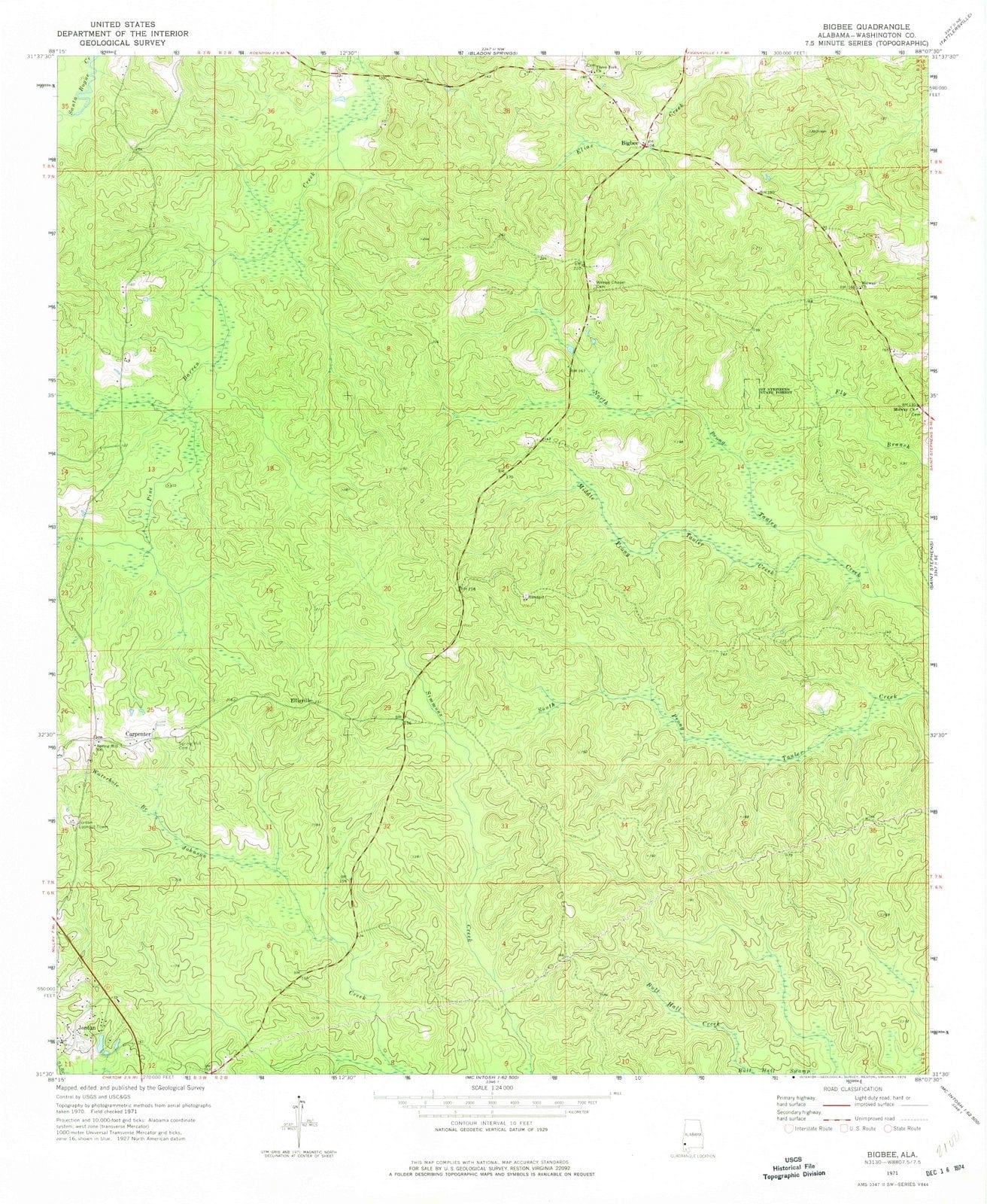 1971 Bigbee, AL - Alabama - USGS Topographic Map – Historic Pictoric