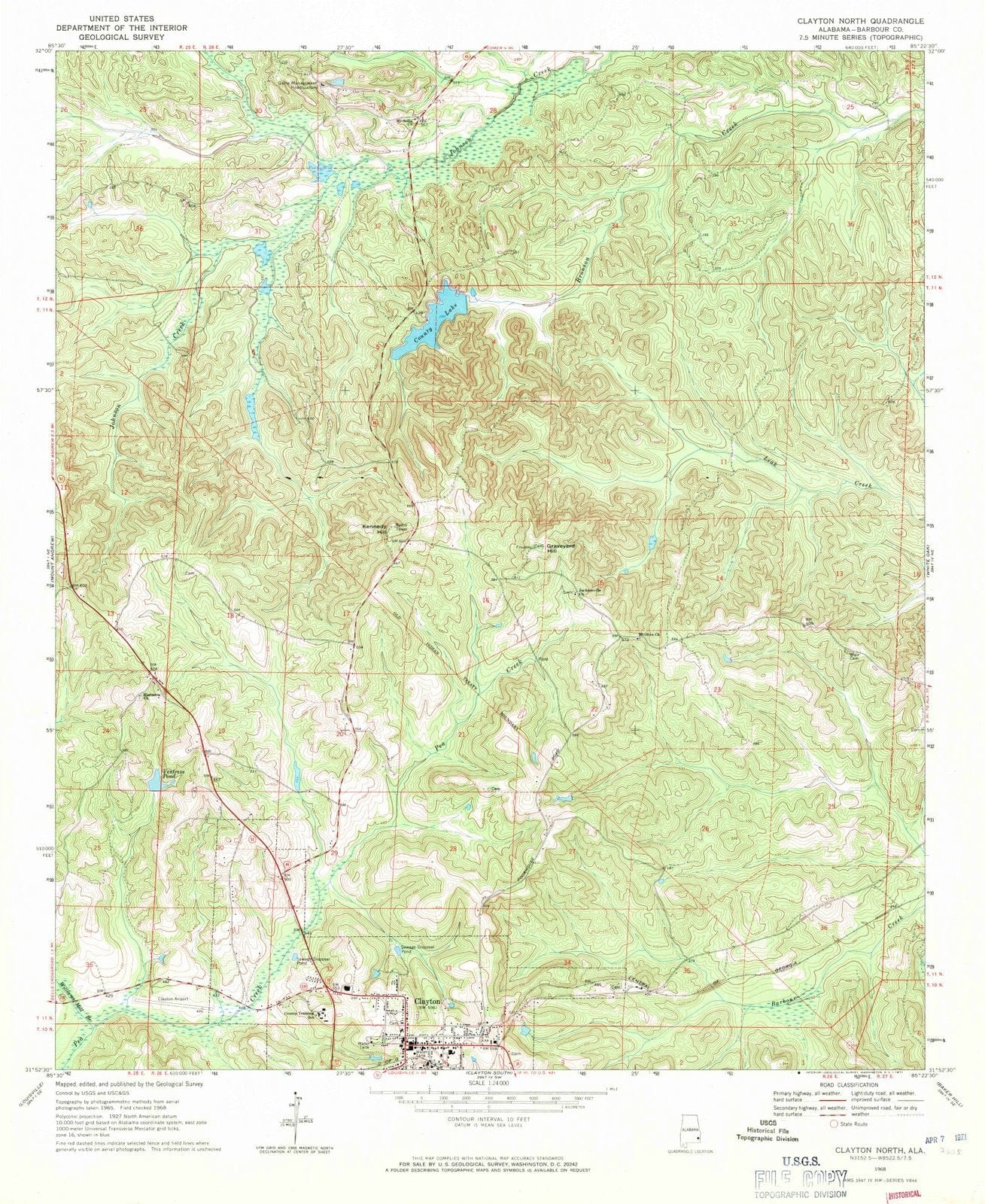 1968 Clayton North, AL - Alabama - USGS Topographic Map – Historic Pictoric