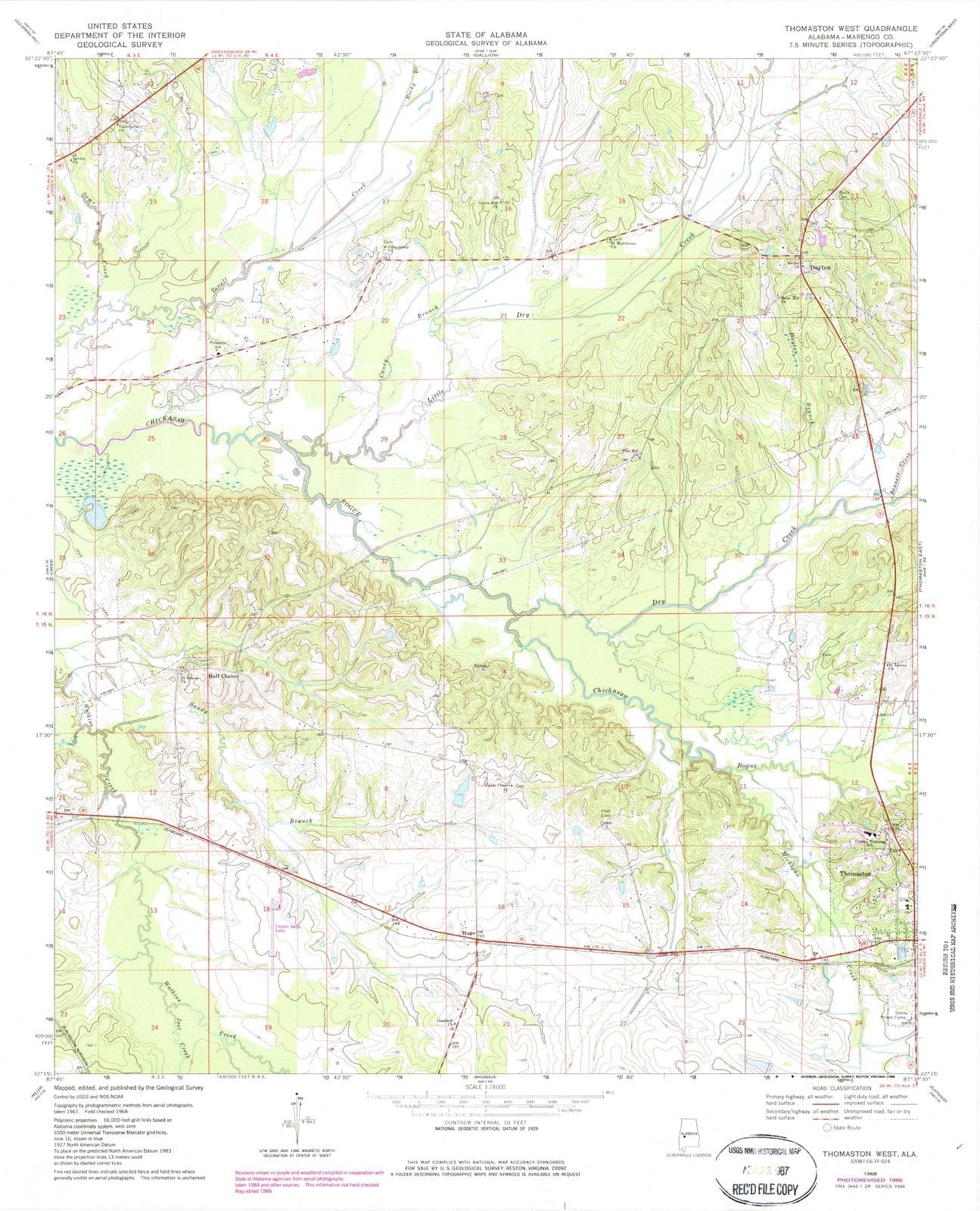 1968 Thomaston West, AL - Alabama - USGS Topographic Map – Historic ...