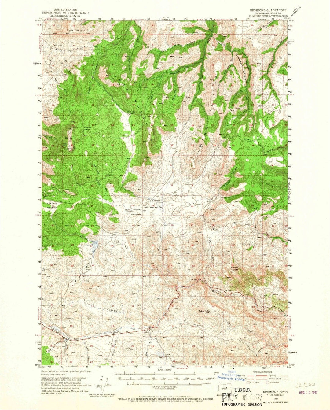 1953 Richmond, OR - Oregon - USGS Topographic Map – Historic Pictoric