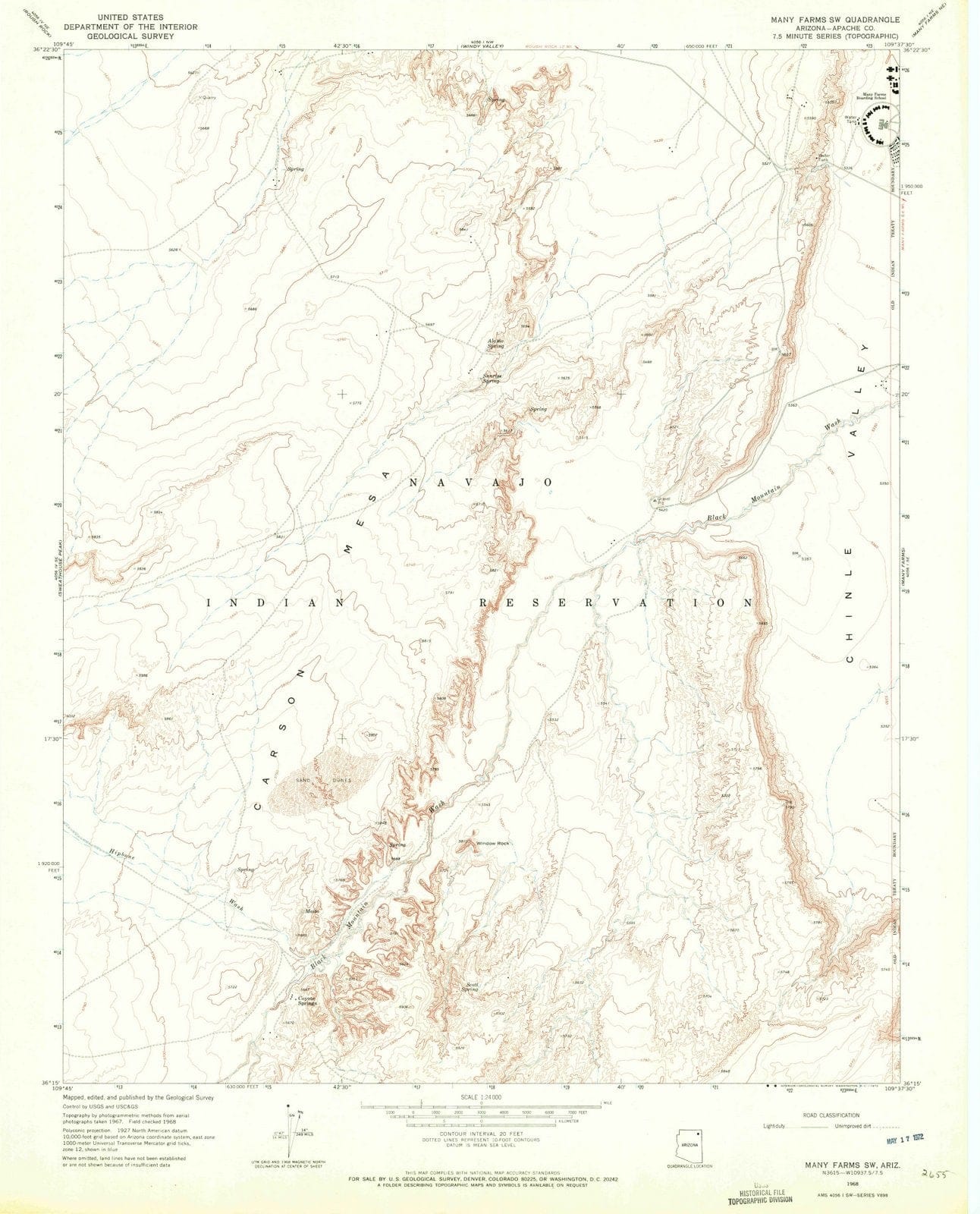 1968 Many Farms, AZ - Arizona - USGS Topographic Map v2 – Historic Pictoric