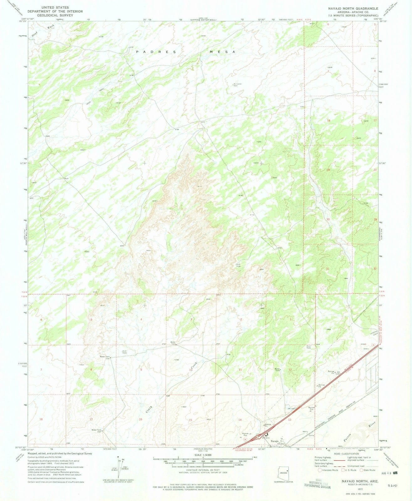 1972 Navajo North, AZ - Arizona - USGS Topographic Map – Historic Pictoric