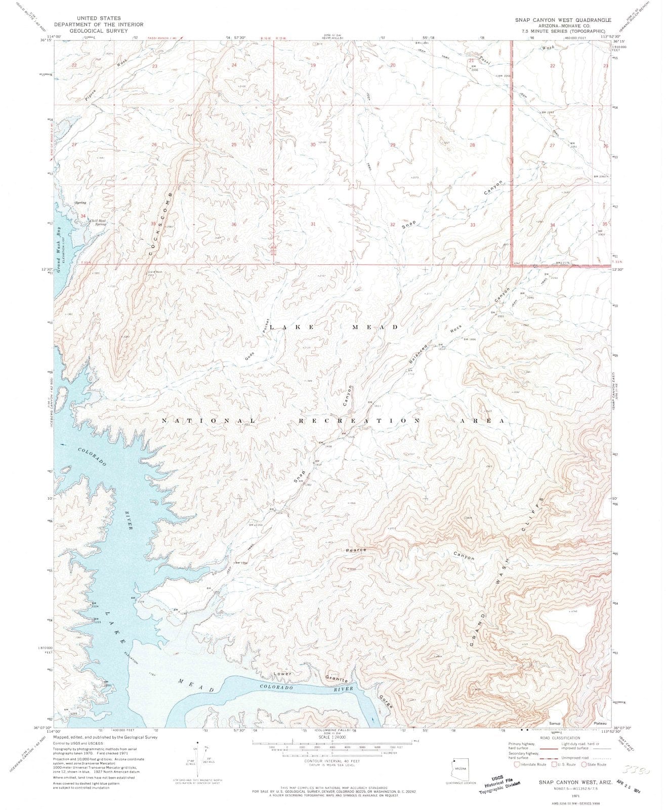 1971 Snap Canyon West, AZ - Arizona - USGS Topographic Map – Historic ...