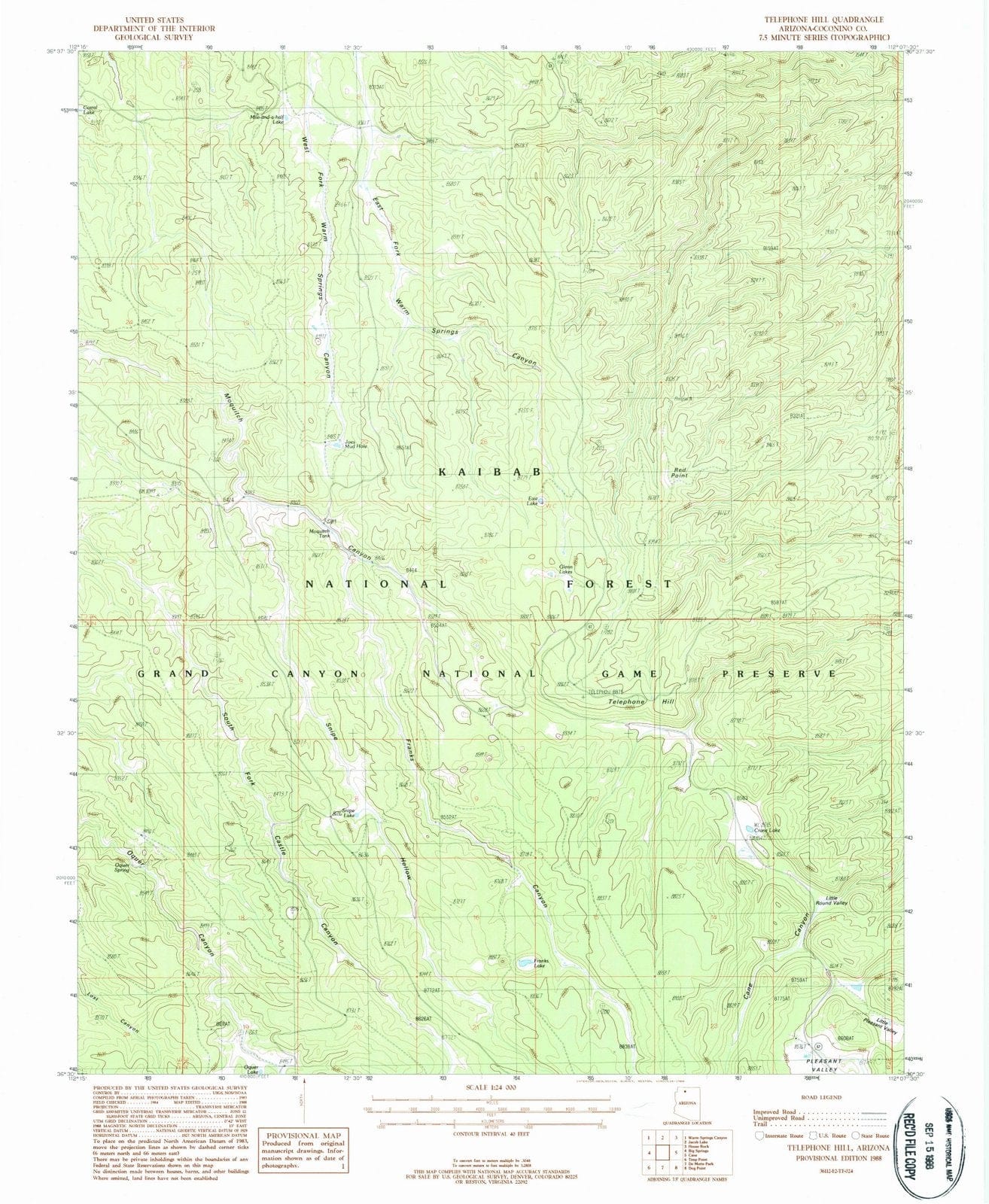 1988 Telephone Hill, AZ - Arizona - USGS Topographic Map - Historic ...