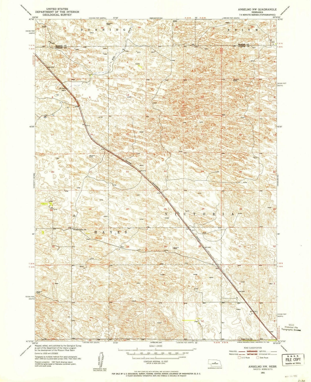 1951 Anselmo, NE - Nebraska - USGS Topographic Map v2 – Historic Pictoric