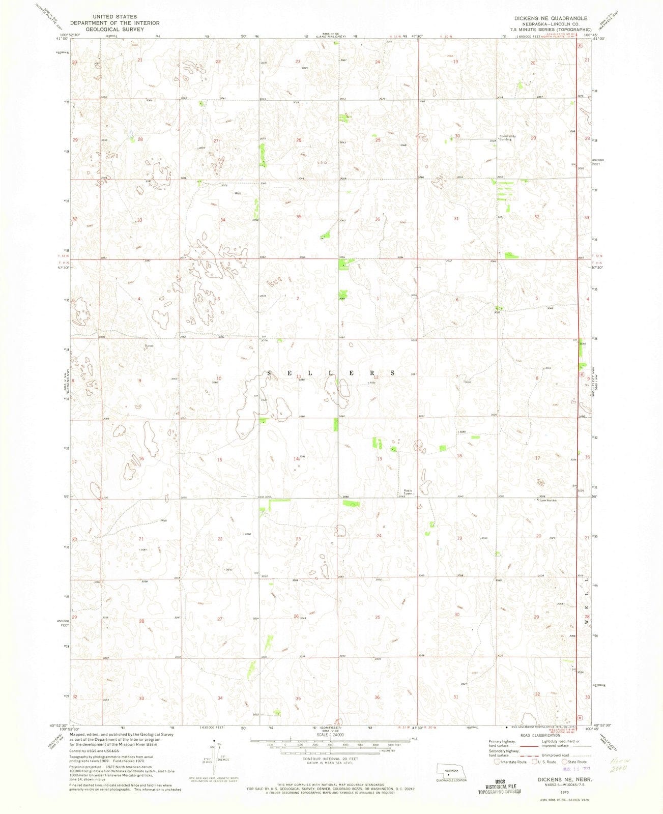 1970 Dickens, NE - Nebraska - USGS Topographic Map – Historic Pictoric