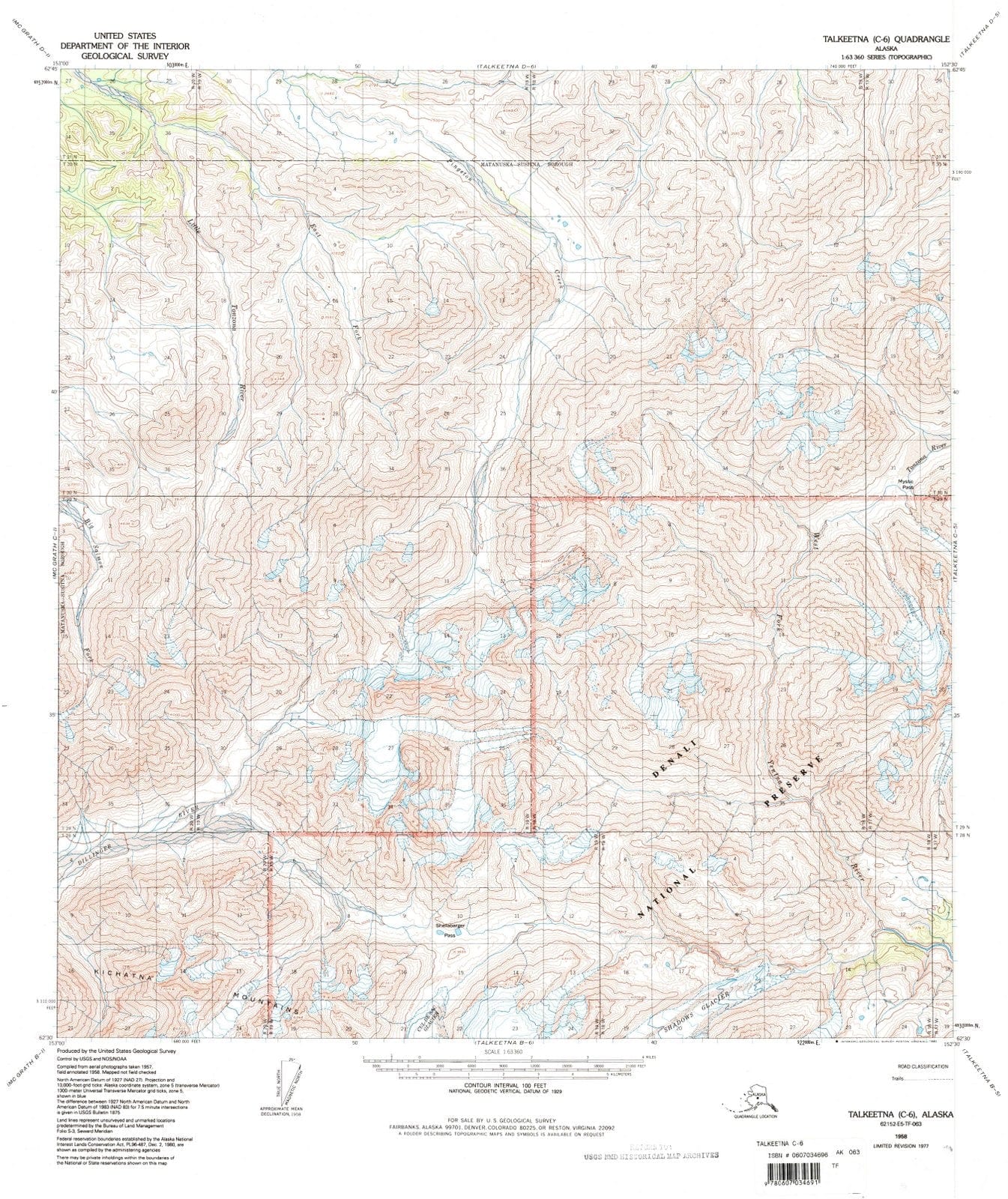 1958 Talkeetna, AK - Alaska - USGS Topographic Map v9 – Historic Pictoric