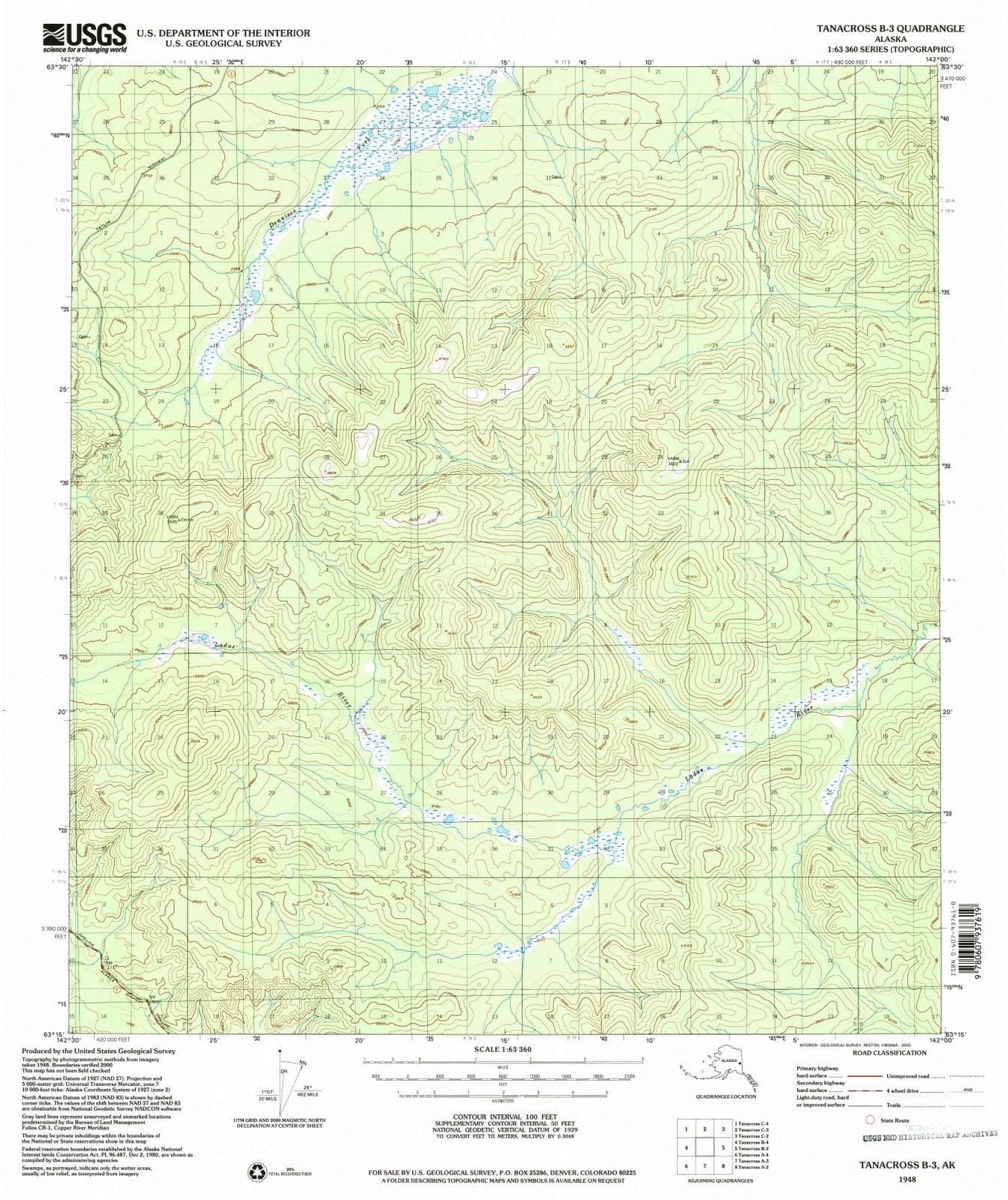 1948 Tanacross, AK - Alaska - USGS Topographic Map v5 – Historic Pictoric