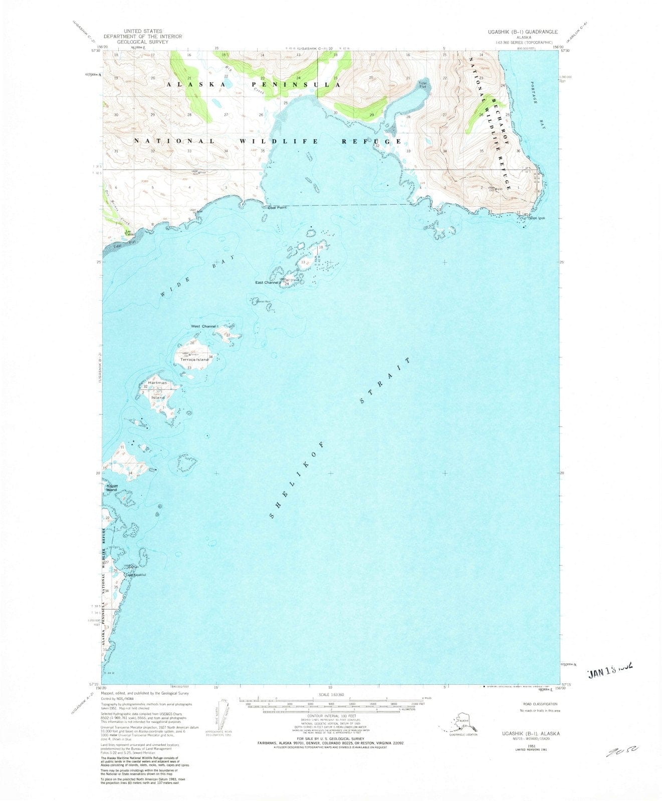 1951 Ugashik, AK - Alaska - USGS Topographic Map – Historic Pictoric