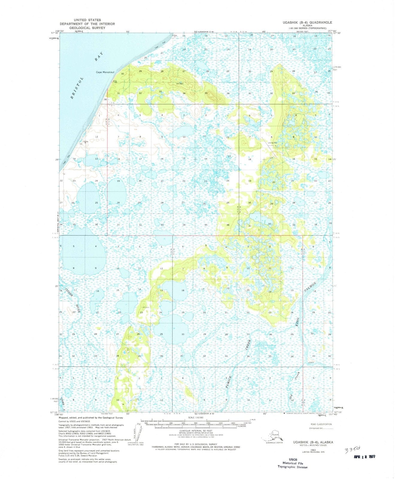 1963 Ugashik, AK - Alaska - USGS Topographic Map v4 – Historic Pictoric