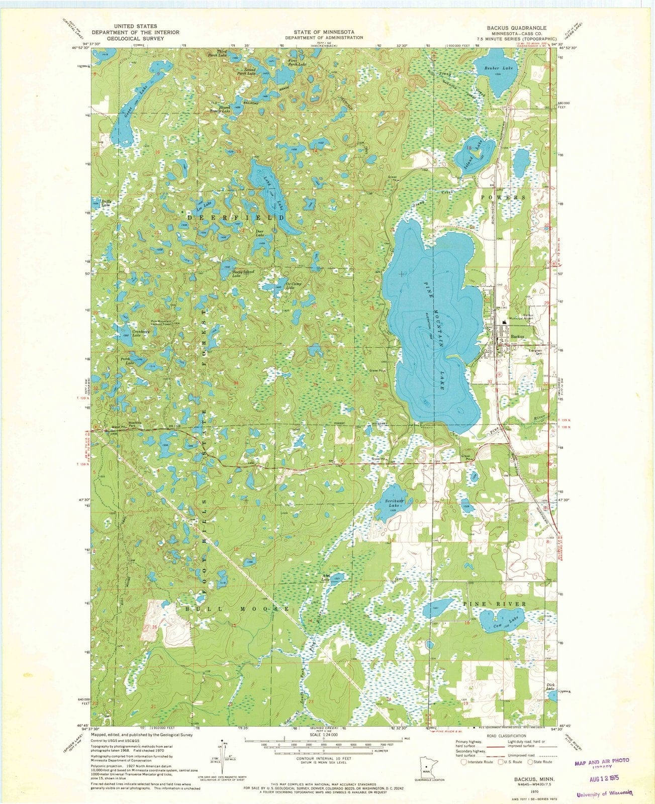 1970 Backus, MN - Minnesota - USGS Topographic Map – Historic Pictoric