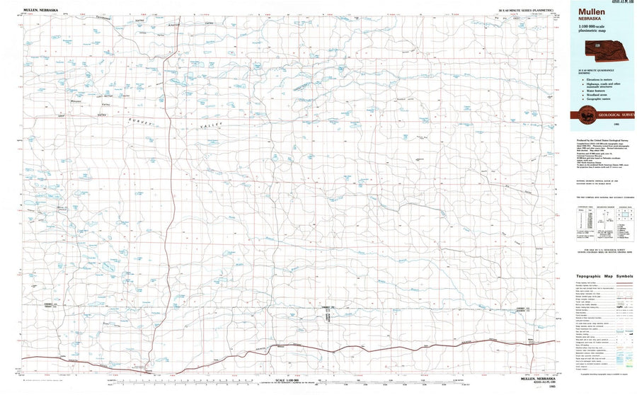 1985 Mullen, NE - Nebraska - USGS Topographic Map – Historic Pictoric