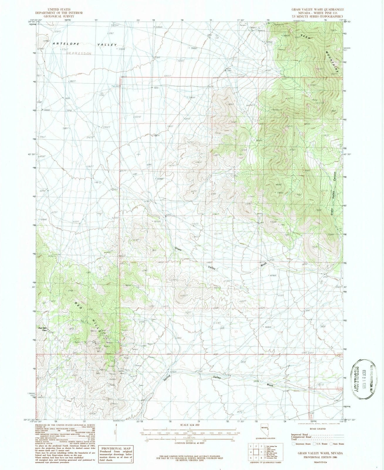 1986 Grass Valley Wash, NV - Nevada - USGS Topographic Map - Historic ...