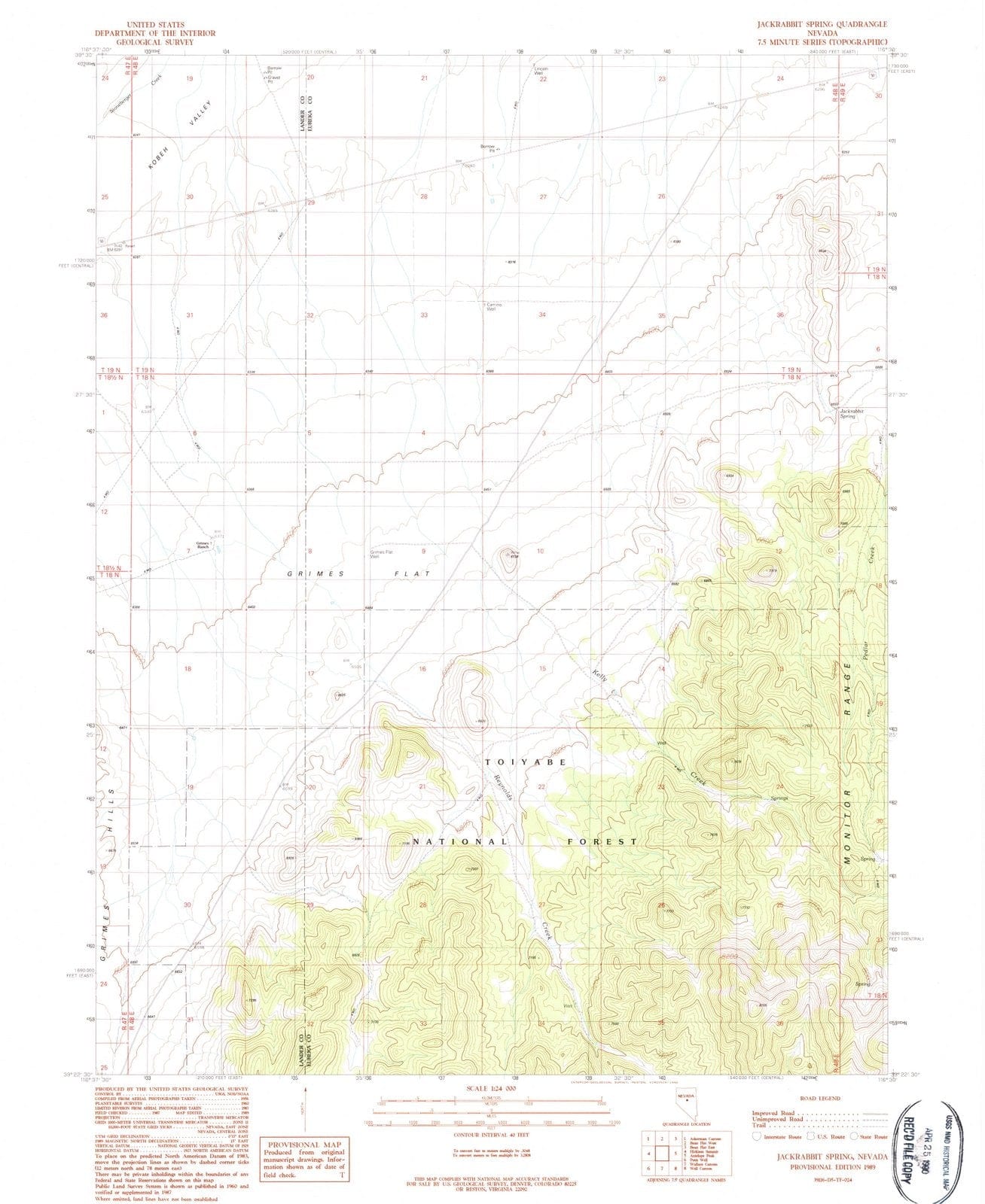 1989 Jackrabbit Spring, NV - Nevada - USGS Topographic Map – Historic ...
