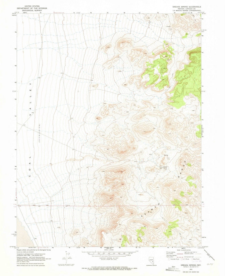 1970 Oreana Spring, NV - Nevada - USGS Topographic Map – Historic Pictoric