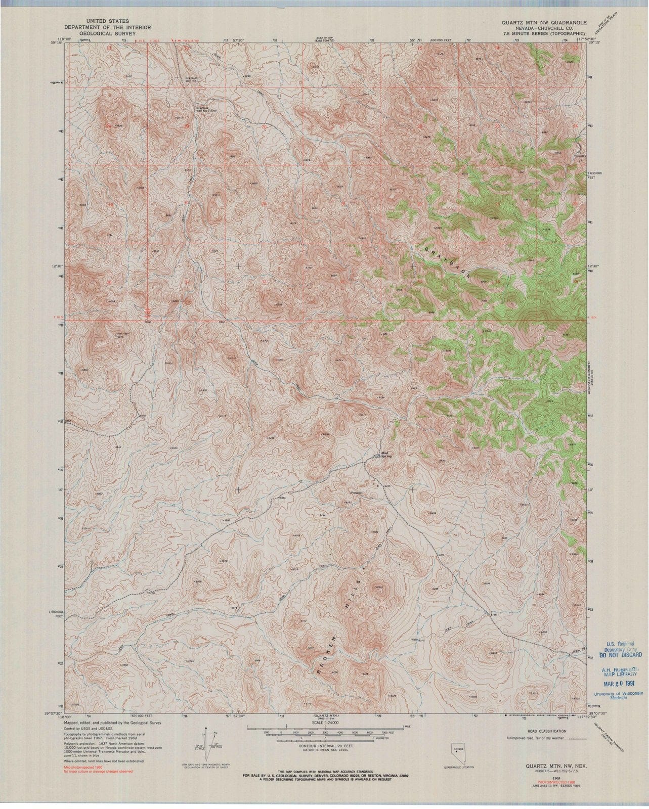 1969 Quartz MTN, NV - Nevada - USGS Topographic Map v2 – Historic Pictoric