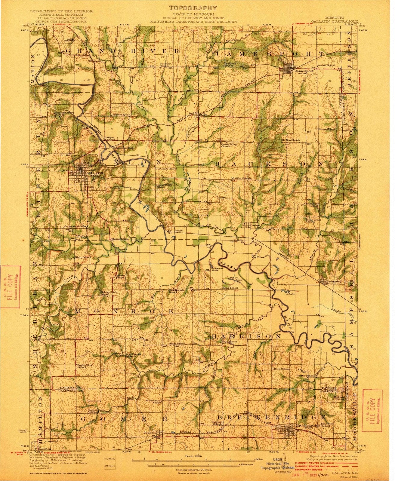 1922 Gallatin, MO - Missouri - USGS Topographic Map - Historic Pictoric