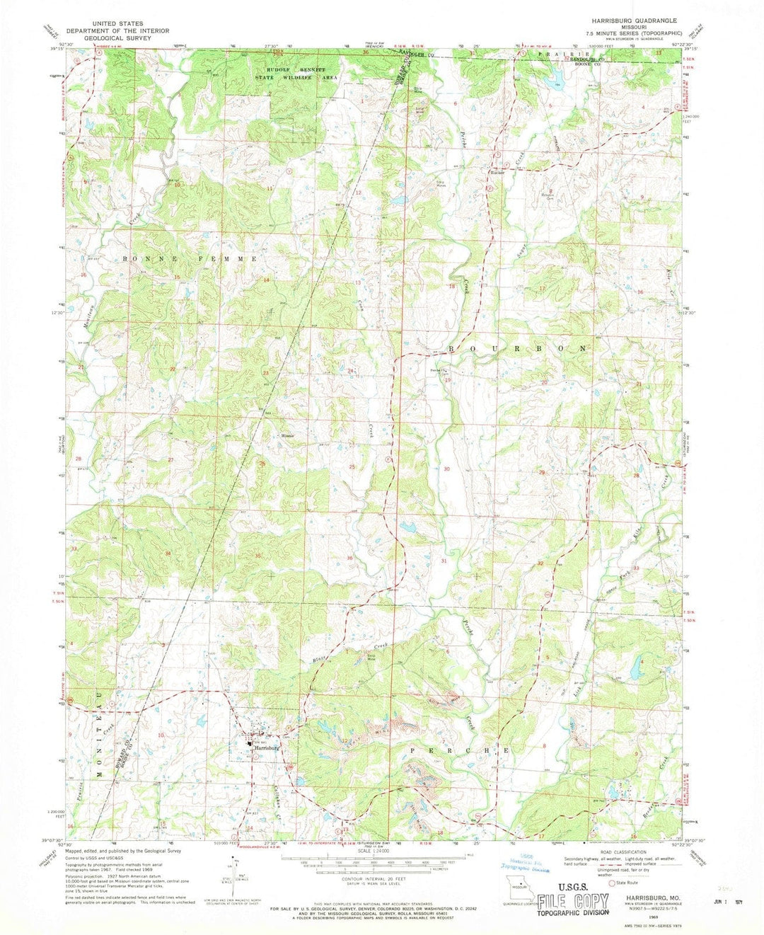 1969 Harrisburg, MO - Missouri - USGS Topographic Map – Historic Pictoric