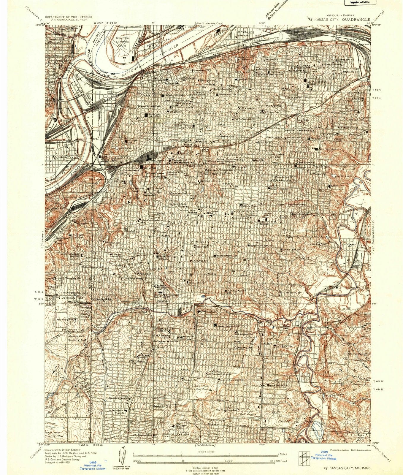 1935 Kansas City, MO - Missouri - USGS Topographic Map - Historic Pictoric