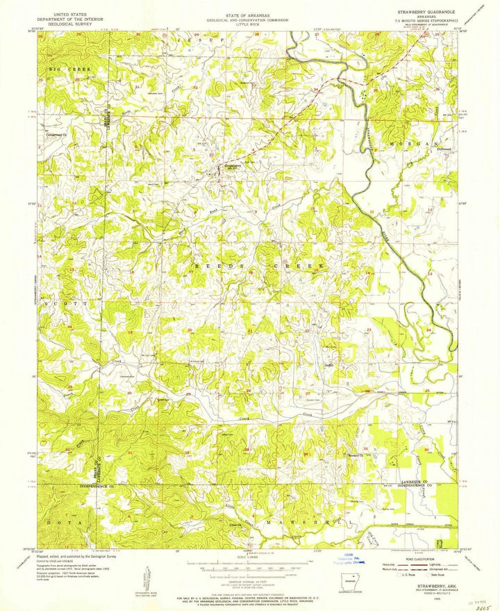 1955 Strawberry, AR - Arkansas - USGS Topographic Map – Historic Pictoric