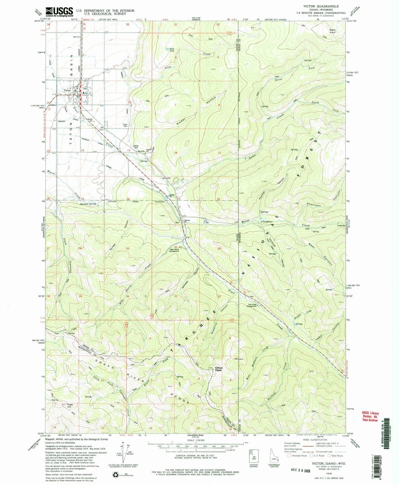 1978 Victor, ID - Idaho - USGS Topographic Map – Historic Pictoric
