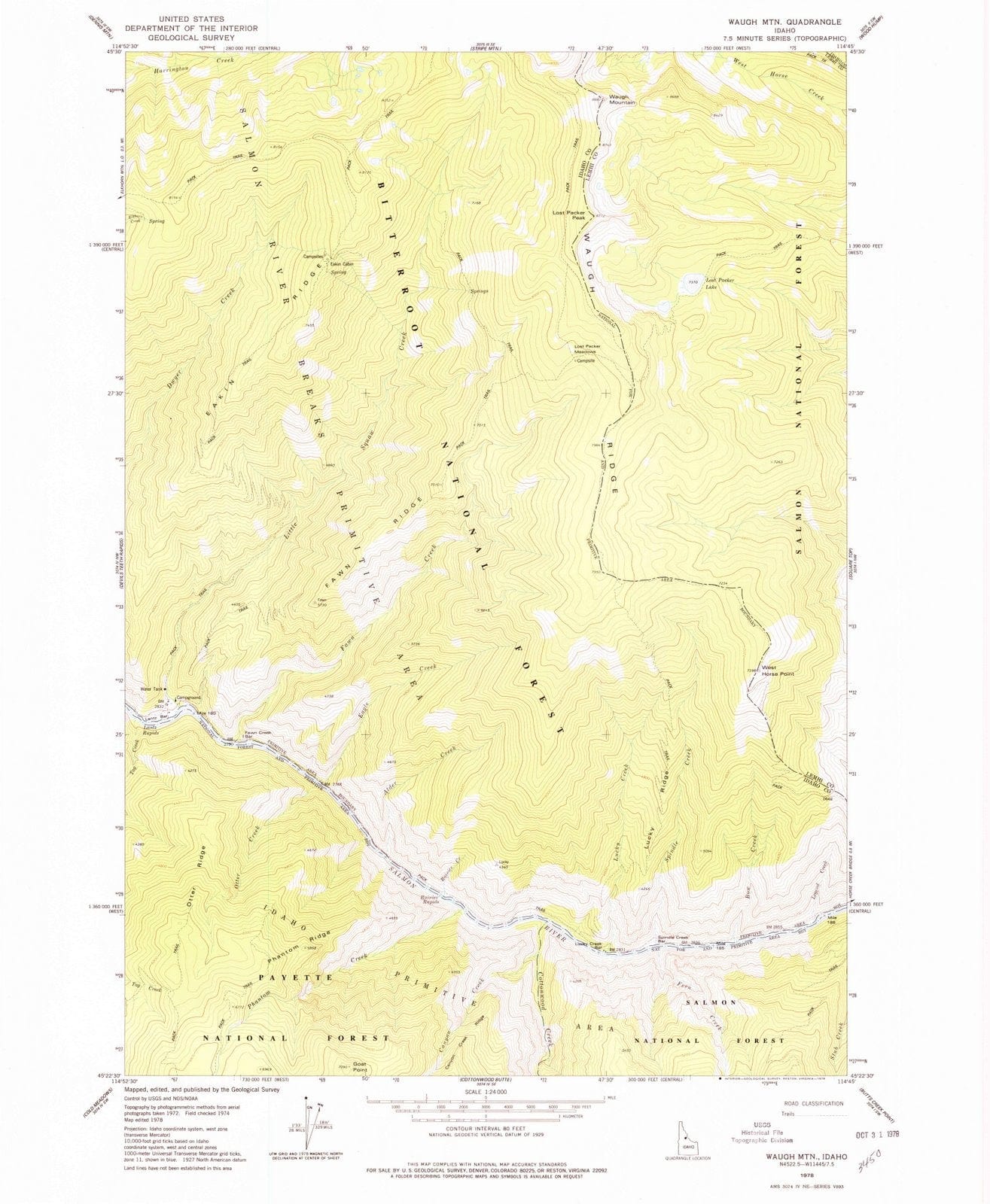 1978 Waugh Mountain, ID - Idaho - USGS Topographic Map – Historic Pictoric