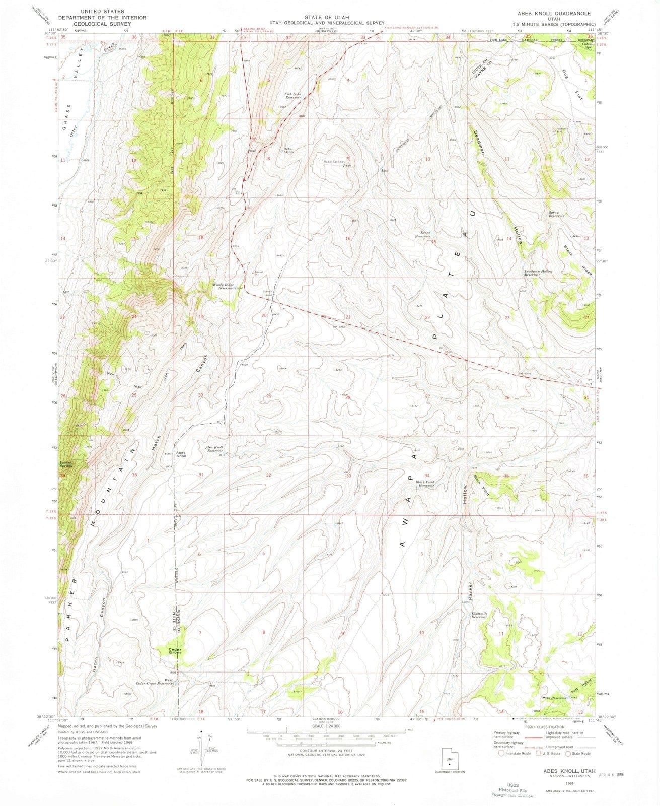 1969 Abes Knoll, UT - Utah - USGS Topographic Map – Historic Pictoric