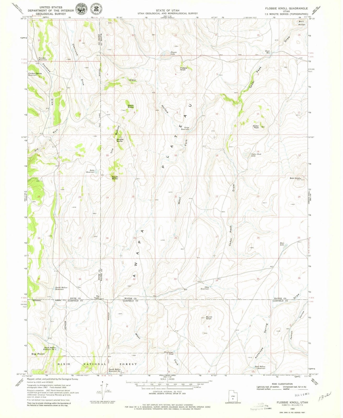 1969 Flossie Knoll, UT - Utah - USGS Topographic Map - Historic Pictoric 1969 Flossie Knoll, UT - Utah - USGS Topographic Map - Historic Pictoric