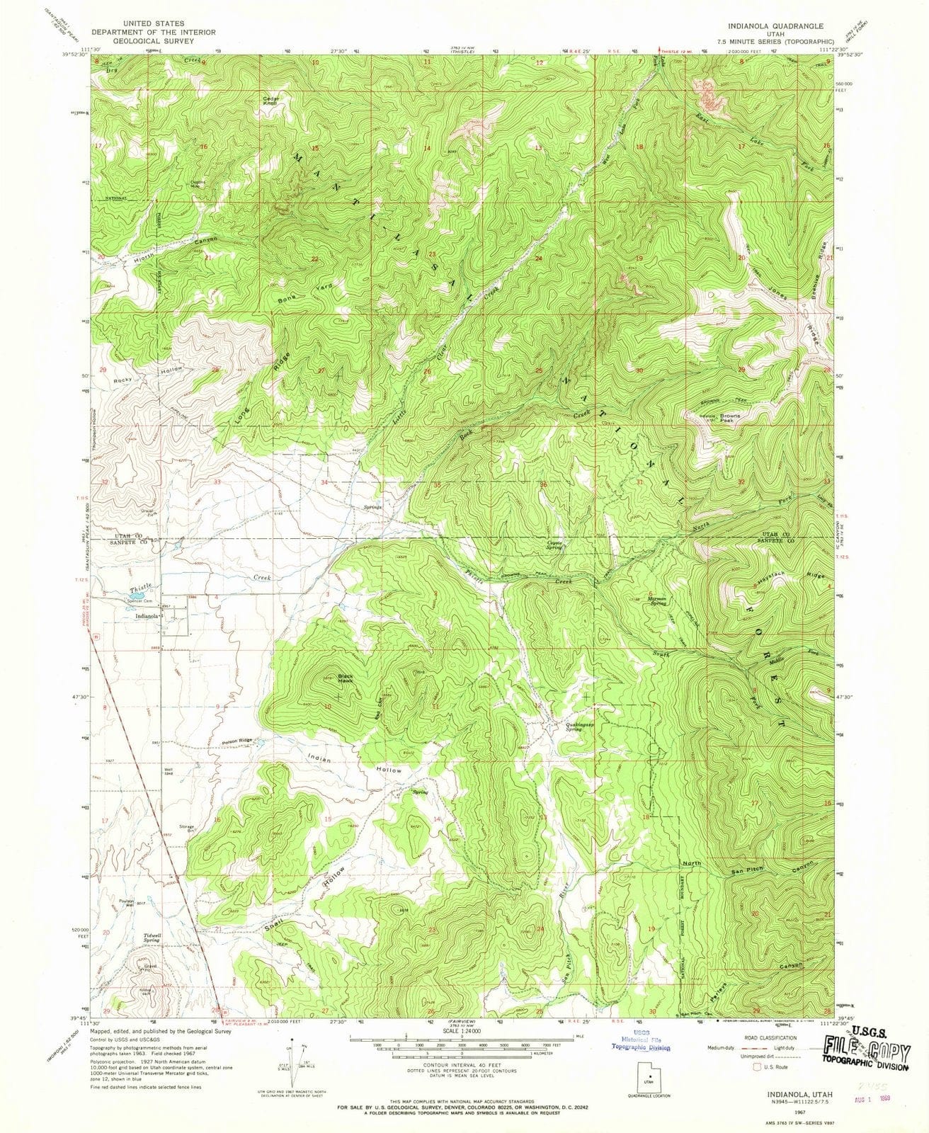 1967 Indianola, UT - Utah - USGS Topographic Map – Historic Pictoric