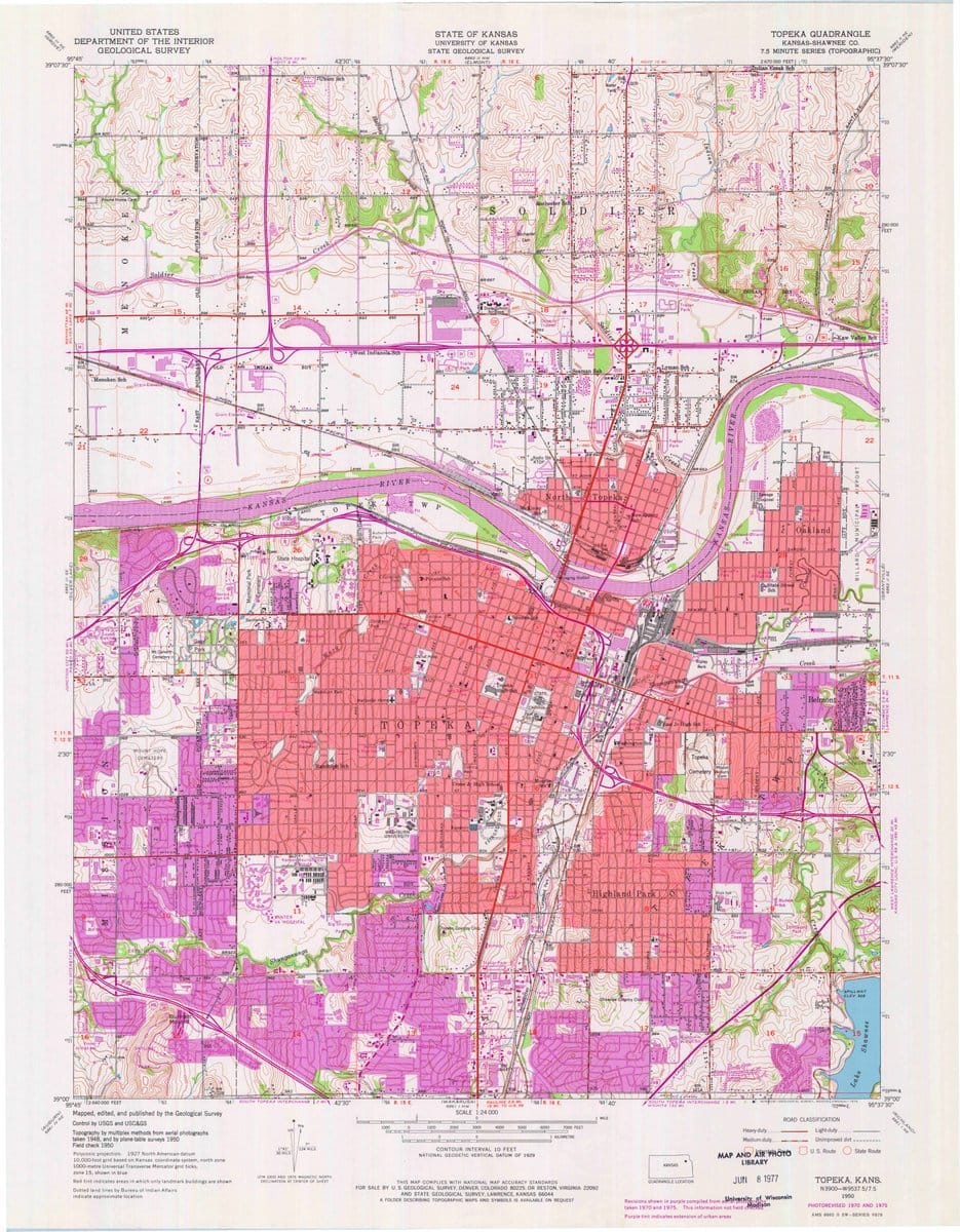 1950 Topeka, KS - Kansas - USGS Topographic Map - Historic Pictoric