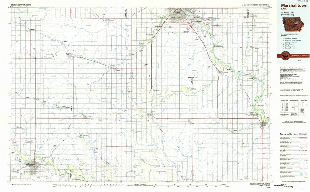 1984 Marshalltown, IA - Iowa - USGS Topographic Map – Historic Pictoric