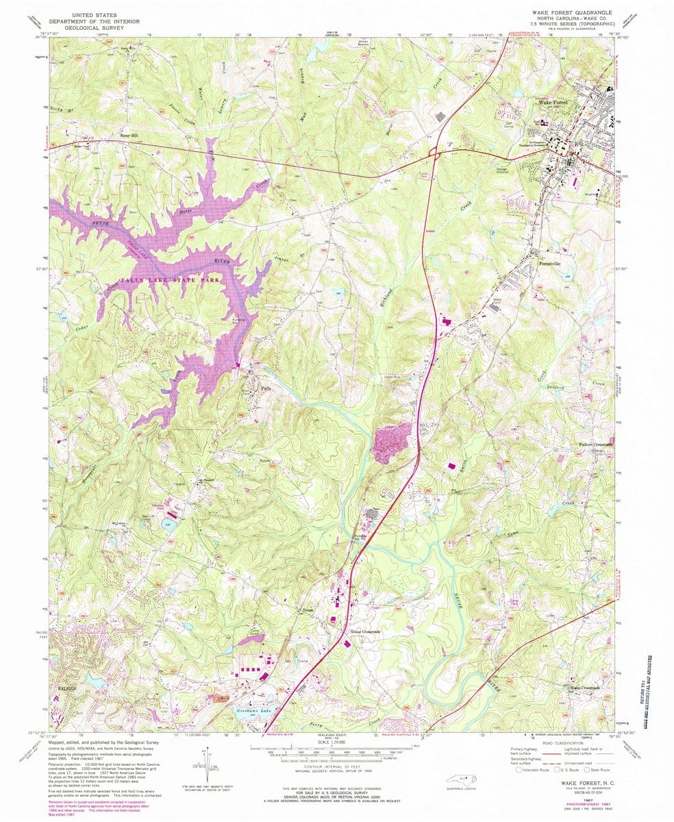 1967 Wake Forest, NC - North Carolina - USGS Topographic Map – Historic ...