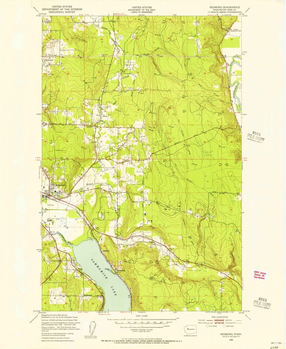 1950 Redmond, WA - Washington - USGS Topographic Map – Historic Pictoric 1950 Redmond, WA - Washington - USGS Topographic Map – Historic Pictoric