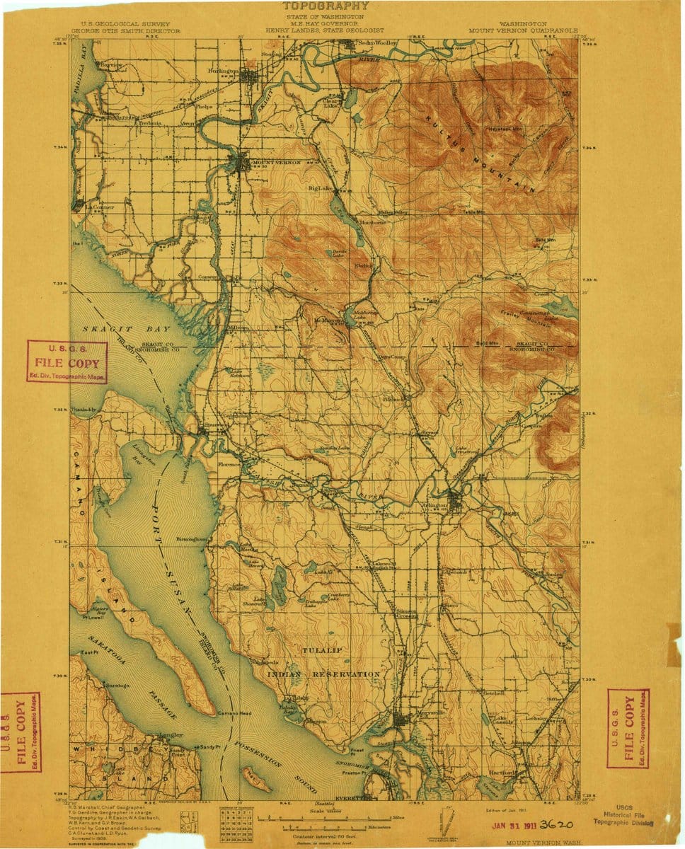 1911 Mount Vernon, WA - Washington - USGS Topographic Map - Historic ...
