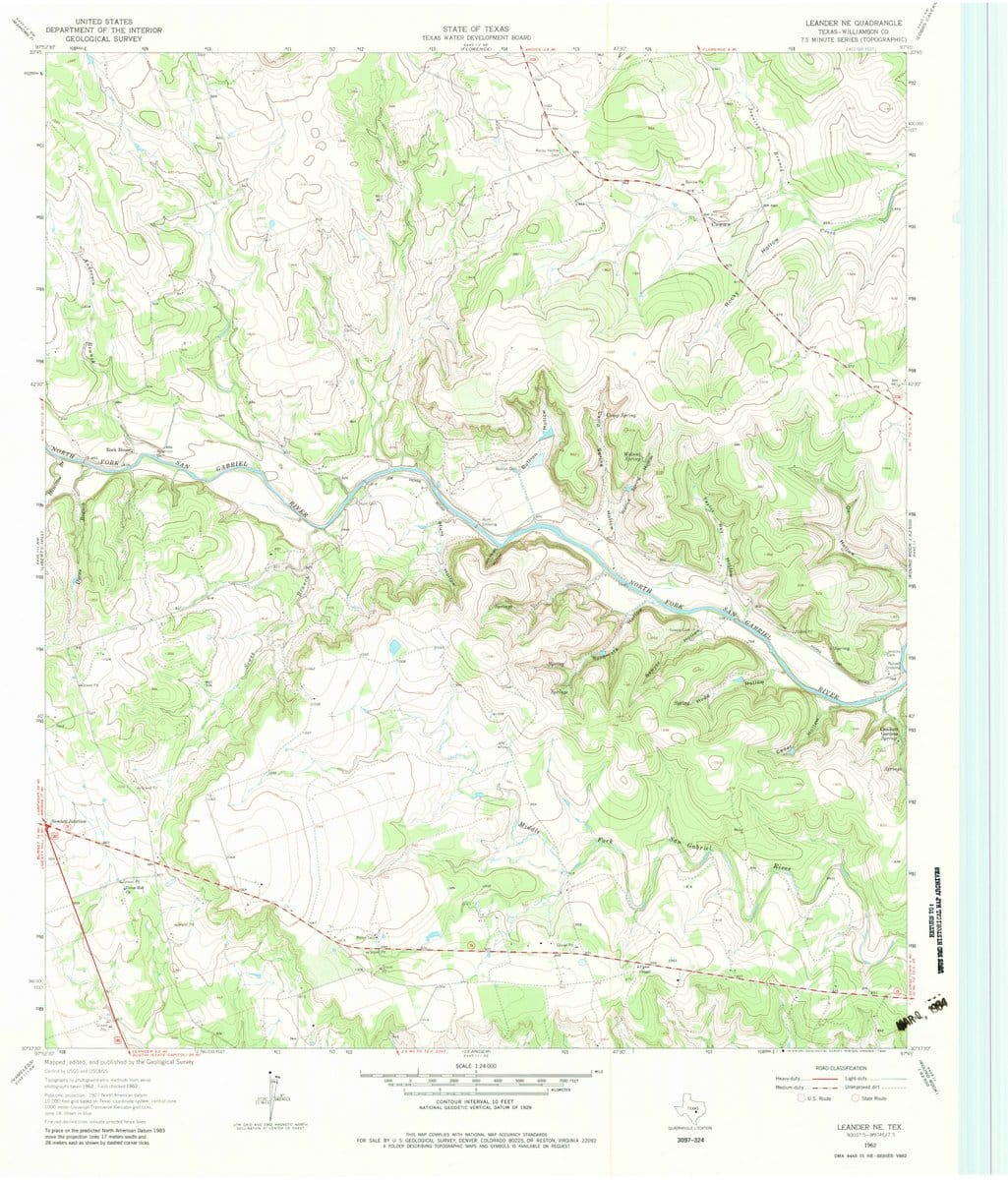 1962 Leander, TX - Texas - USGS Topographic Map - Historic Pictoric