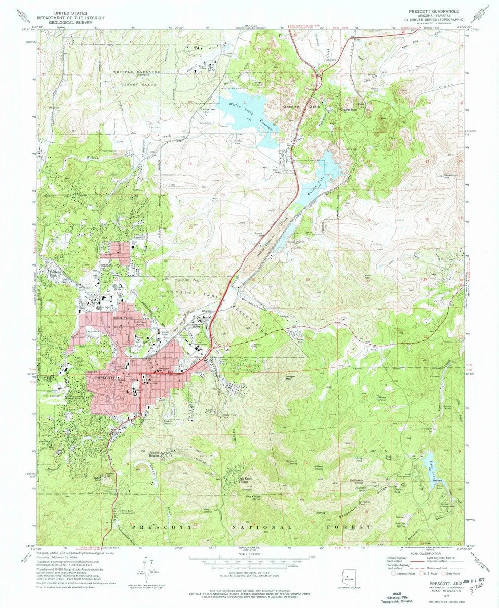 1973 Prescott, AZ - Arizona - USGS Topographic Map - Historic Pictoric