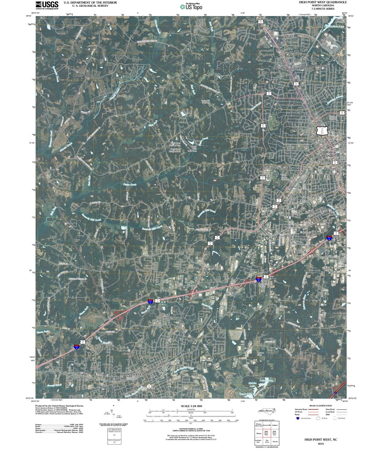 2010 High Point, NC - North Carolina - USGS Topographic Map – Historic ...