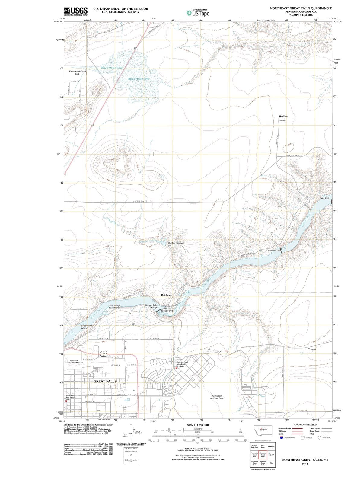 2011 Great Falls, MT - Montana - USGS Topographic Map – Historic Pictoric