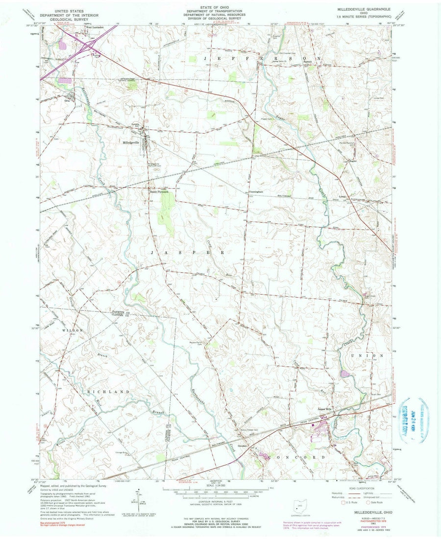 1961 Milledgeville, OH - Ohio - USGS Topographic Map – Historic Pictoric