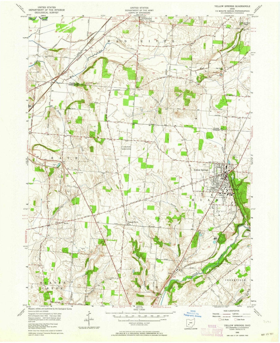 1955 Yellow Springs, OH - Ohio - USGS Topographic Map – Historic Pictoric